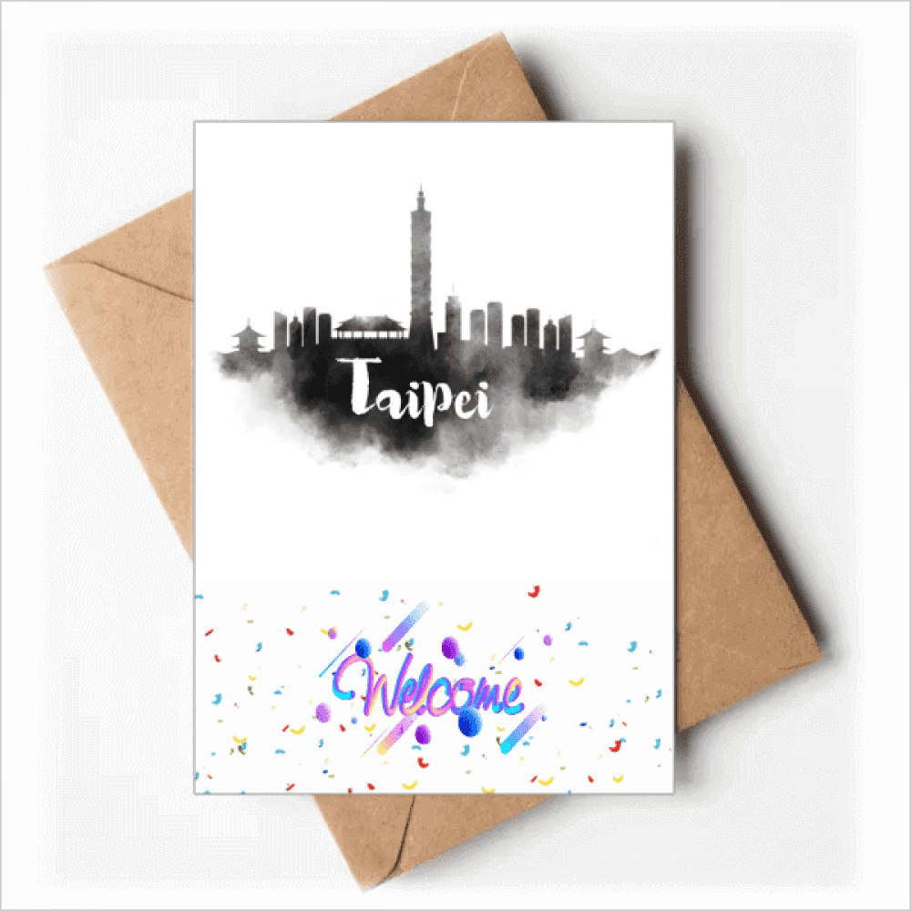 Taipei Taiwan China Landmark Ink City Welcome Back Greeting Cards ...