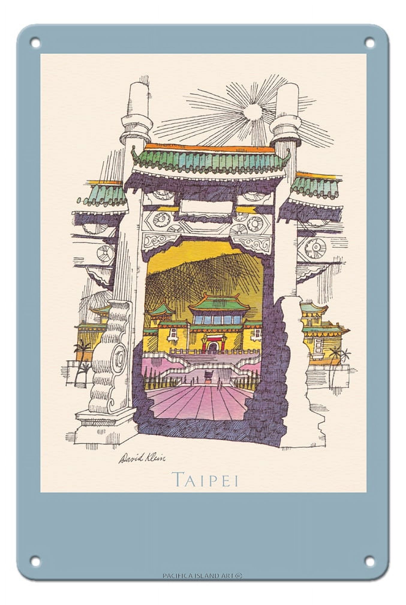 Taipei Taiwan - Vintage Airline Travel Poster by David Klein c.1960s ...