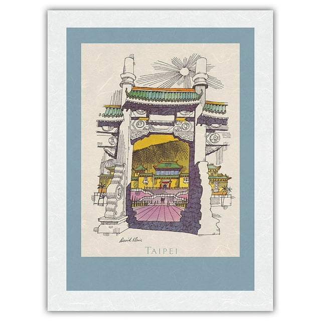 Taipei Taiwan - Vintage Airline Travel Poster by David Klein c.1960s ...
