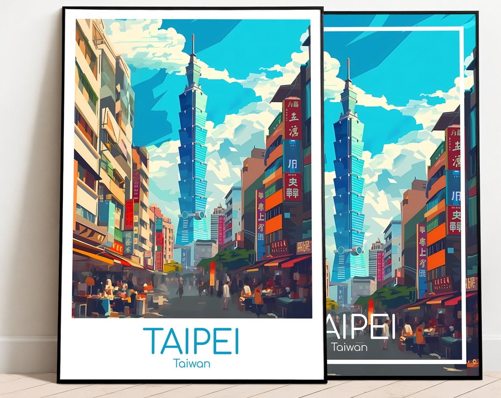 Taipei Travel Poster Taipei Poster Wall Art Taiwan Vintage Poster ...