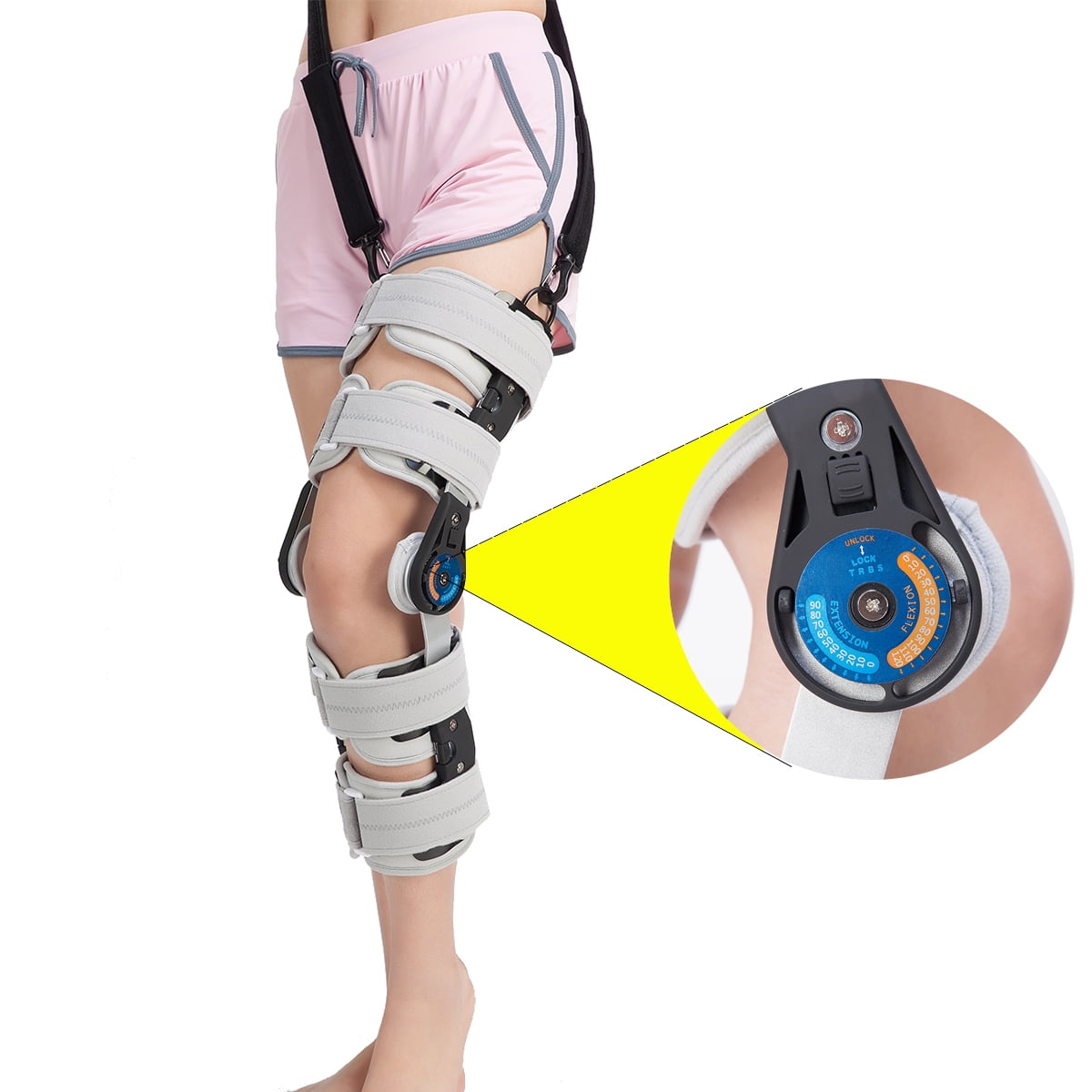 Tairbousy Adjustable Hinged Knee Brace ROM Post OP Knee Immobilizer Leg ...
