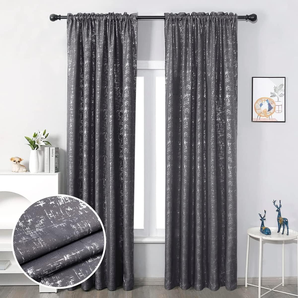 Taisier Home 95" Lightweight Curtains - Gold Geometric Dot Rod Pocket ...