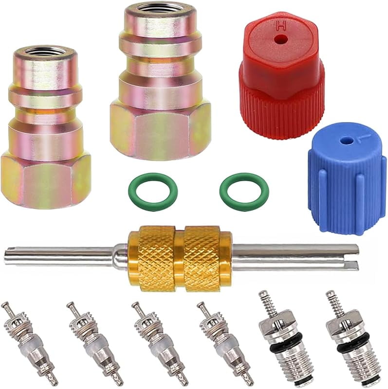Taiss 59PCS Air Conditioning Valve Core Accessories Kit R12 R134a Refrigeration Tire Valve Stem ...