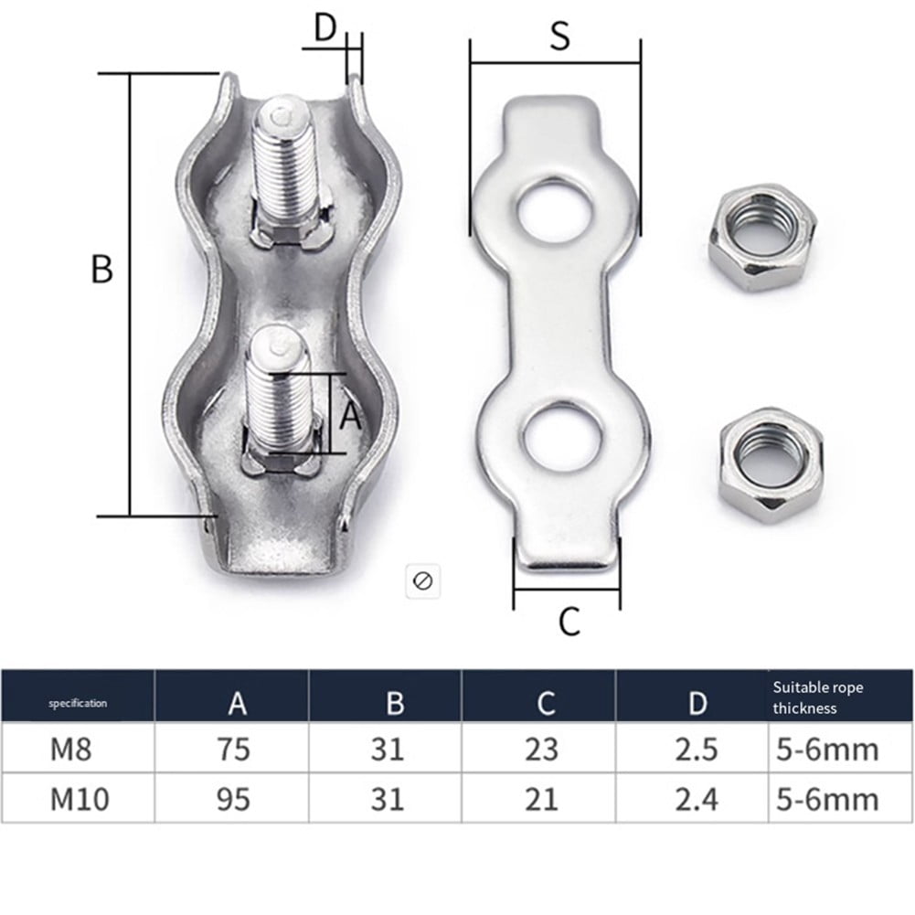 Taituoti 304 Stainless Steel Wire Rope Double Clamp Head Double Clamp ...