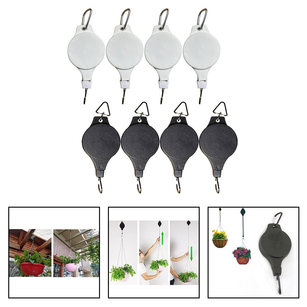 Taituoti 4 Pack Plant Hook Pulley, Retractable Plant Hanger Black ...