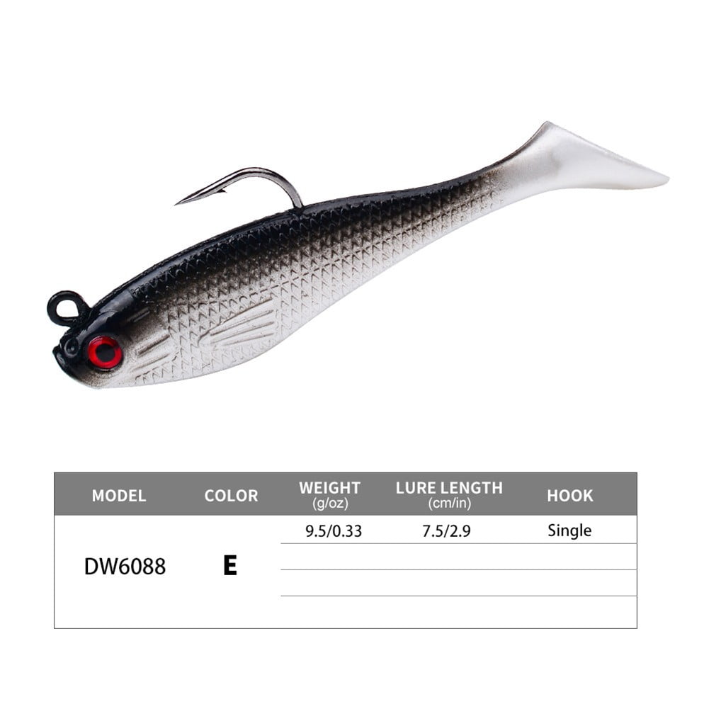 Taituoti 7.5Cm/9.5G Soft Fishing Lure Swim Tail Jigging Wobbler Swimbait Bass Pike Tackle-Color ...