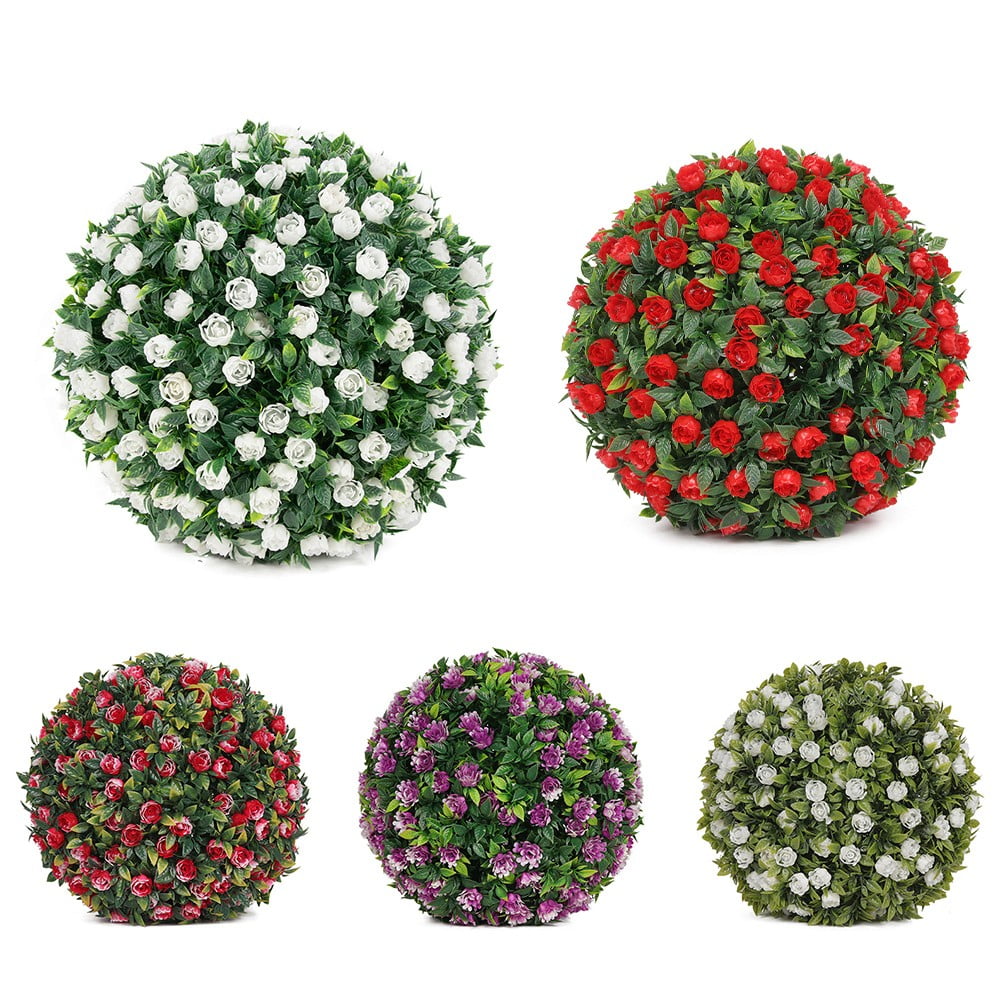 Taituoti Artificial Rose Flower Balls Topiary Hanging Garden Basket Plant Stable,E 25Cm ...