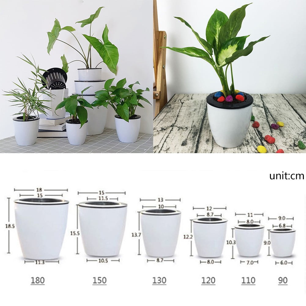 Taituoti Automatic Self Watering Round Plastic Plant Flower Pot Garden ...