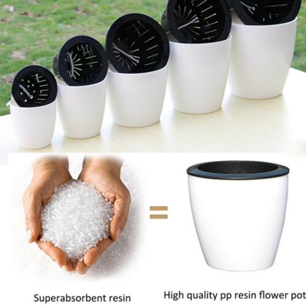 Taituoti Automatic Self Watering Round Plastic Plant Flower Pot Garden ...