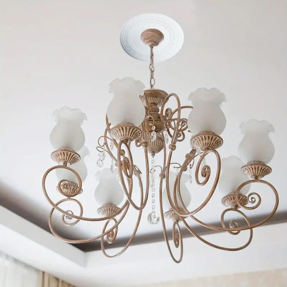 Taituoti Home Round Medallion Pu Decorative Ceiling Fan Light Fixtures ...