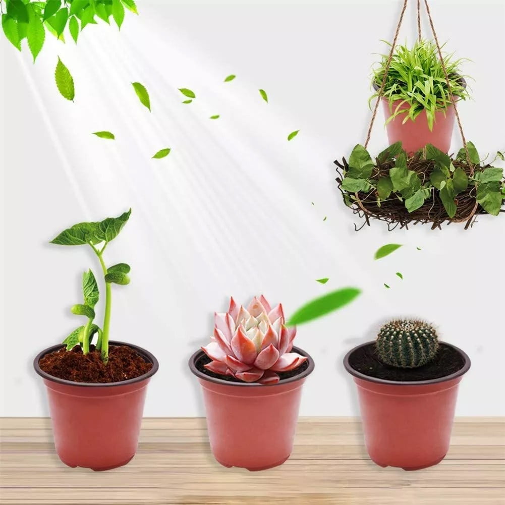 Taituoti Plastic Plant Flower Pots Nursery Pot Plant Container 50Pcs ...