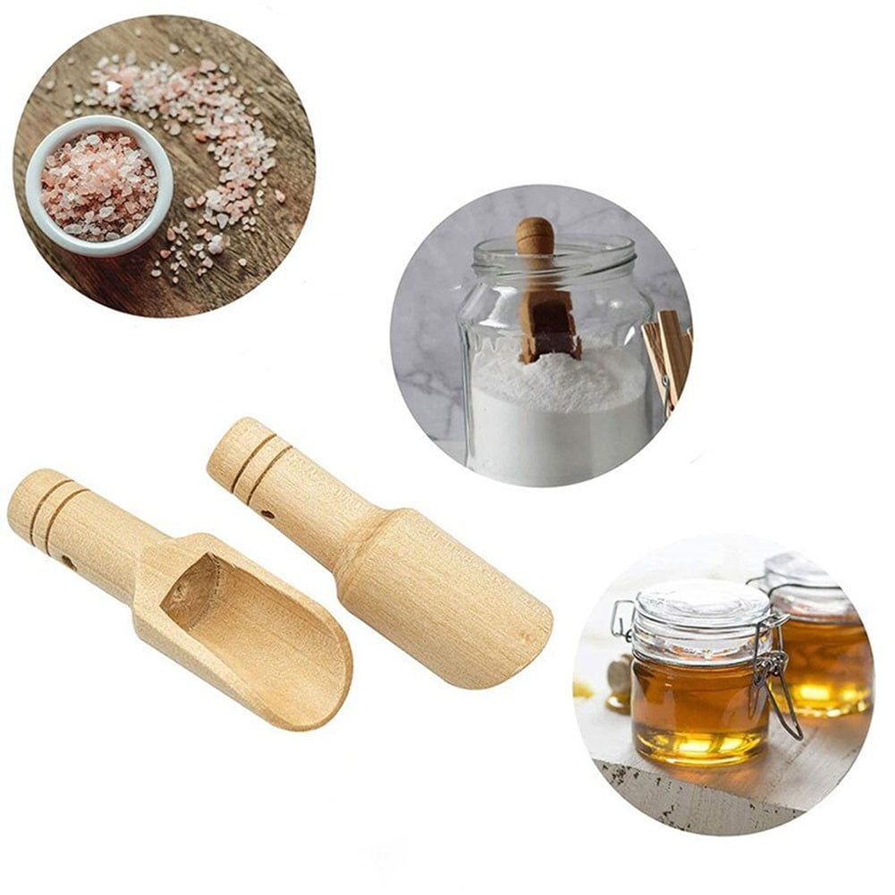 Taituoti Wooden Small Little Mini Scoop Salt Sugar Coffee Spoon Kitchen ...