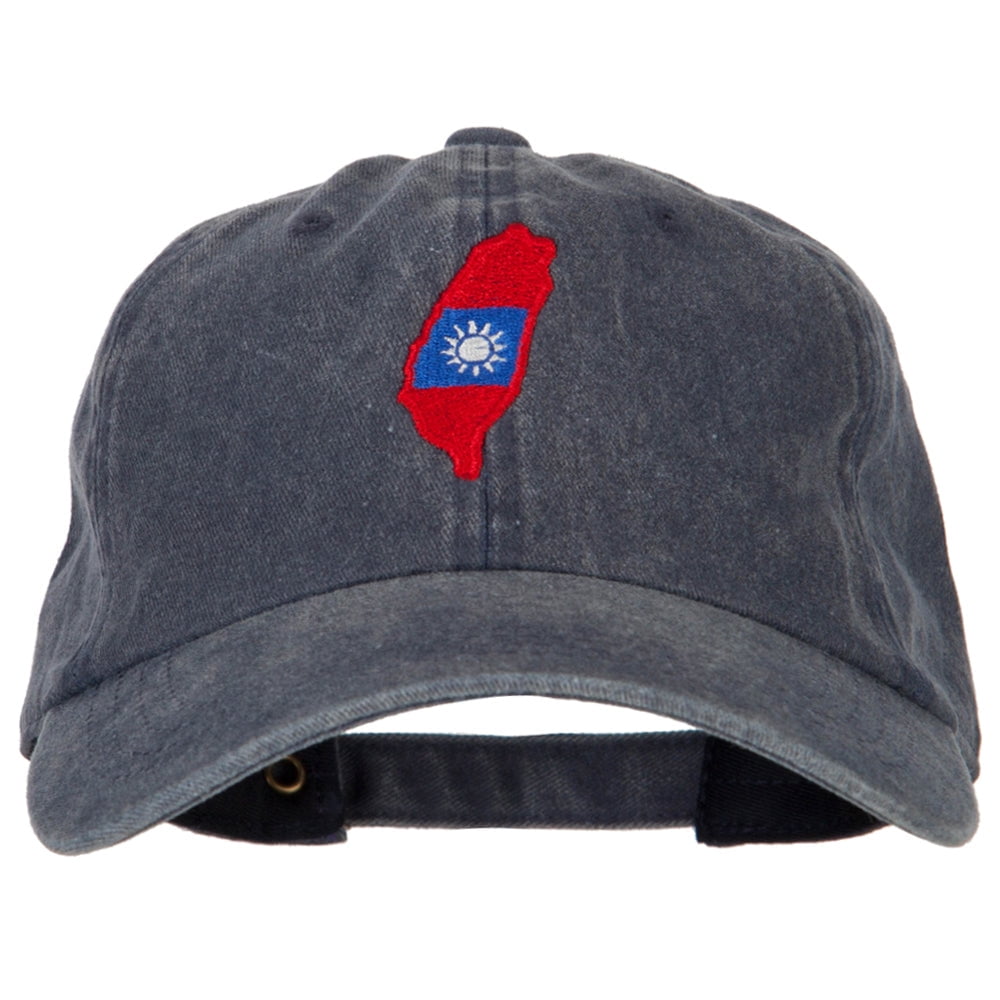 Taiwan Flag Map Embroidered Washed Cotton Twill Cap - Navy OSFM ...
