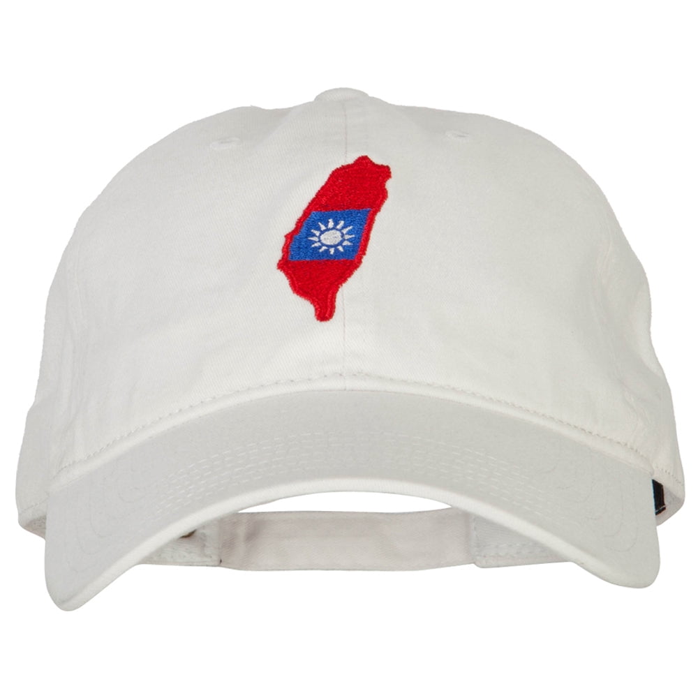 Taiwan Flag Map Embroidered Washed Cotton Twill Cap - White OSFM ...