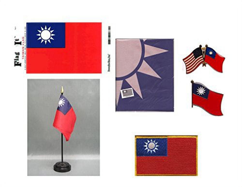 Taiwan Heritage Flag Pack - Includes a Taiwanese 3x5' Flag, Vinyl Flag ...