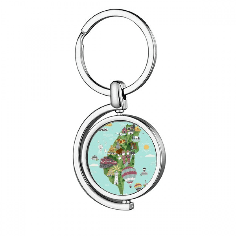 Taiwan Map Landscape China Travel Rotating Keychain Metal Keyring ...