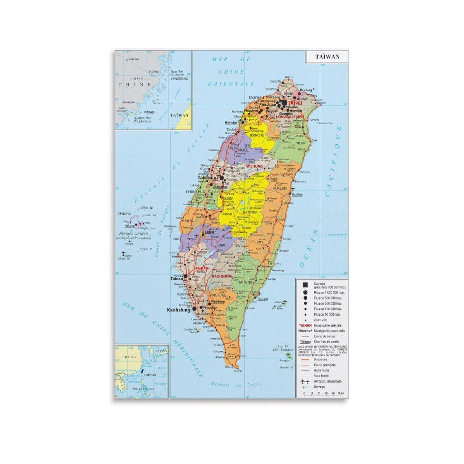 Taiwan Map Posters Posters Art Print Wall Photo Paint Poster Hanging ...