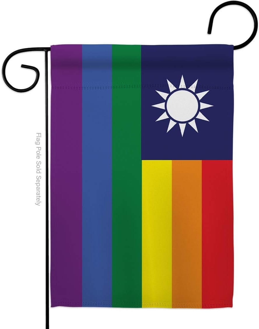 Taiwan Pride Garden Flag Support Rainbow Love LGBTQ Gay Bisexual Pansexual Transgender House ...