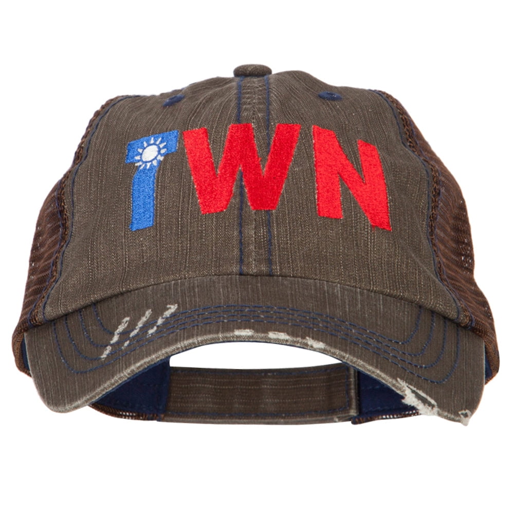 Taiwan TWN Flag Embroidered Low Profile Cotton Mesh Cap - Brown OSFM ...