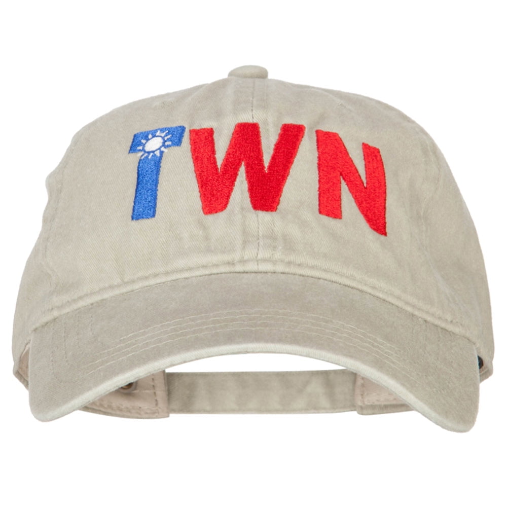 Taiwan TWN Flag Embroidered Washed Cotton Twill Cap - Stone OSFM ...