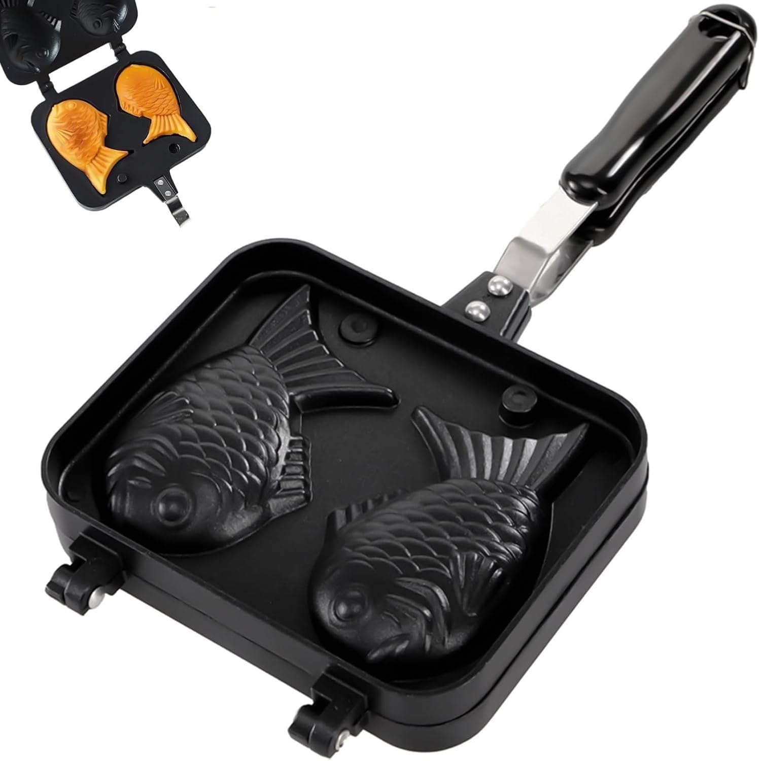 Taiyaki Fish-Shaped Cake Pan, Non-Stick Waffle Cake Maker With Long ...