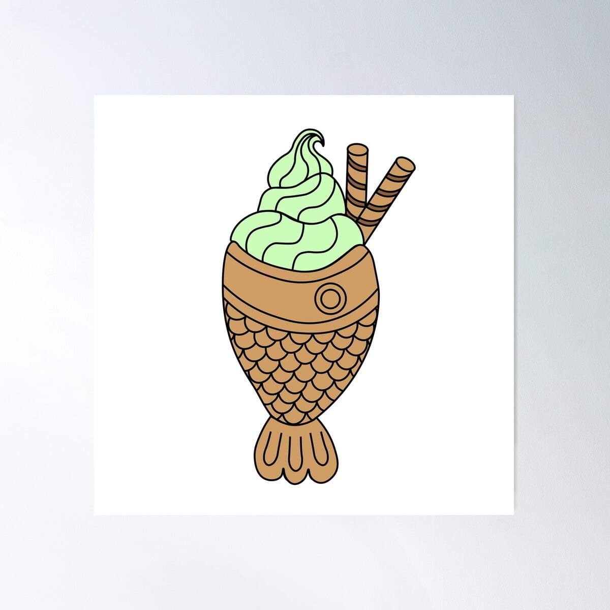 Taiyaki Ice Cream Fish Shaped Japanese Dessert Poster Wall Art, Modern ...