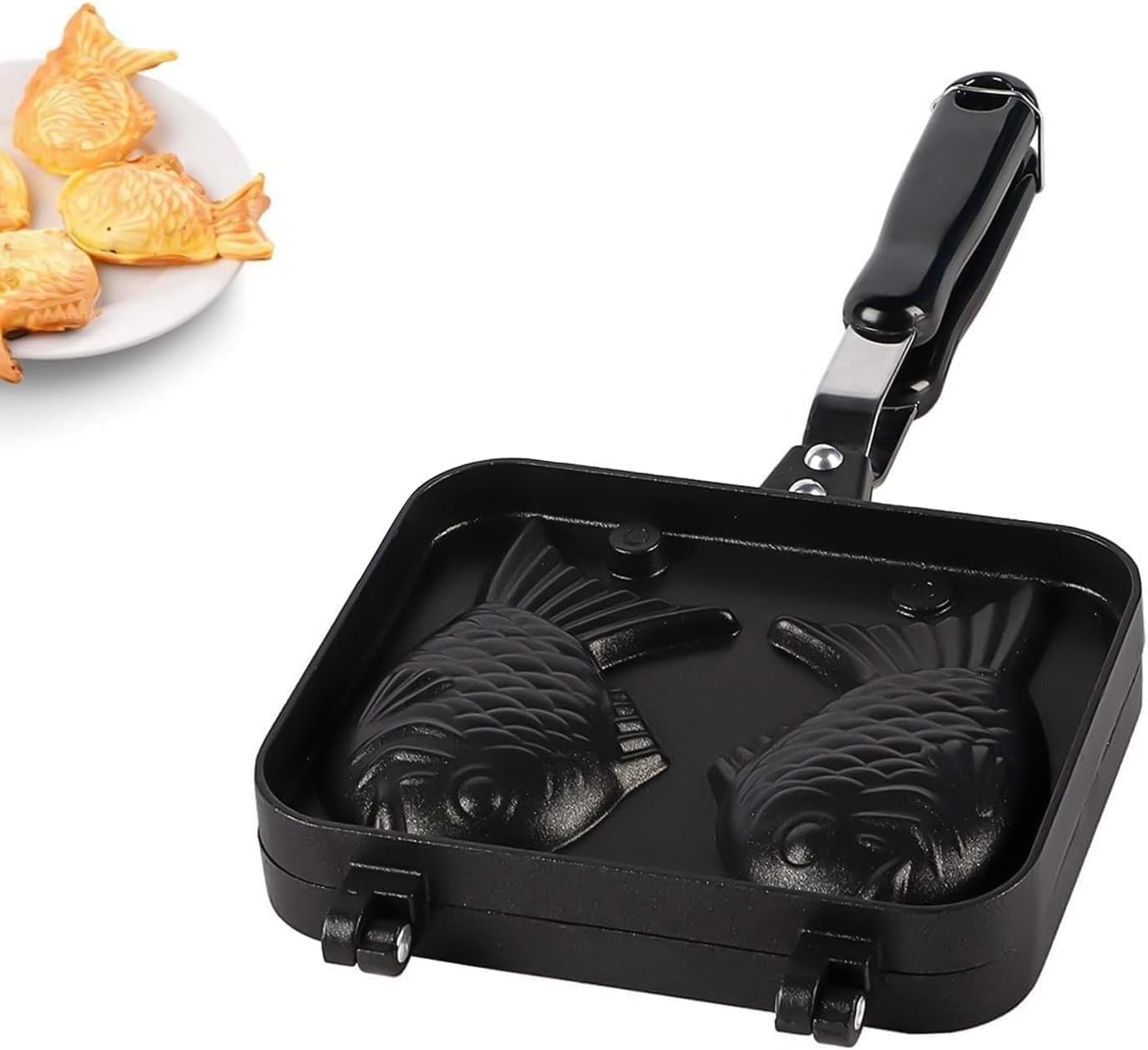 Taiyaki Pan - Non-Stick Fish Shaped Waffle Maker - Aluminum Takoyaki ...