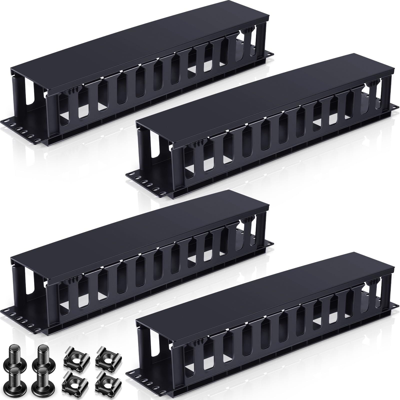 Taiyin 4 Pcs 2u Horizontal Mount Cable Management 19 Inch Cable ...