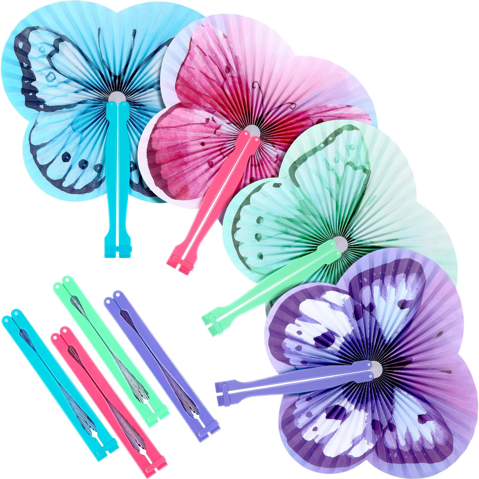 Taiyin 48 Pcs Butterfly Paper Hand Fans Decorative Handheld Fans ...