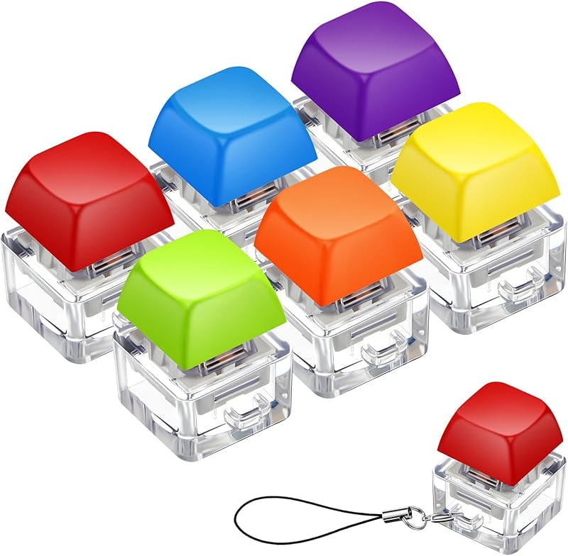Taiyin 6 Pcs Keyboard Fidget Toy Fidget Clicker Keyboard Keychain ...