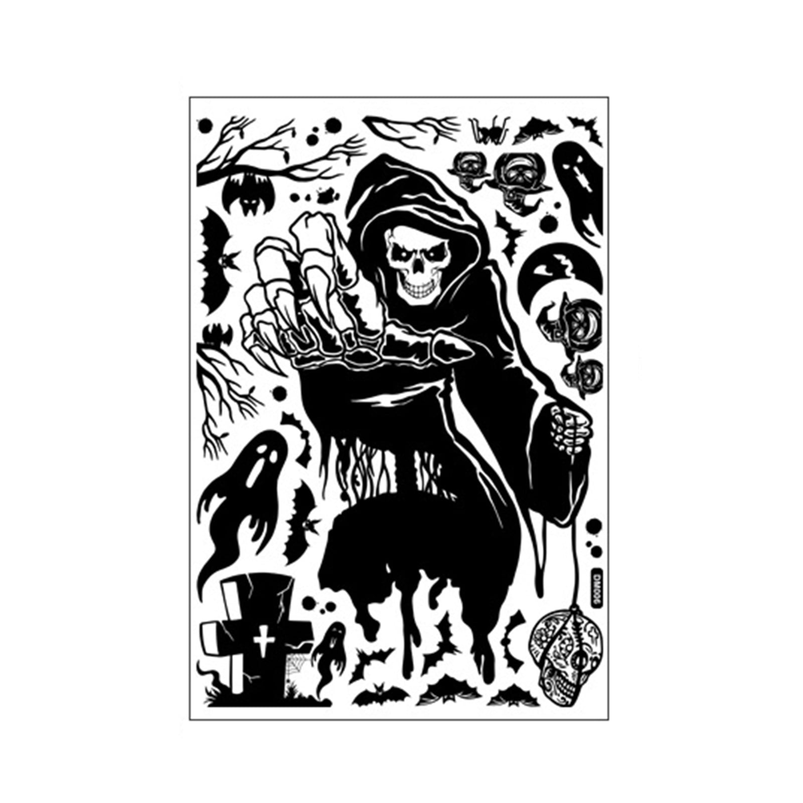Taize Halloween Window Sticker Pumpkin Ghost Witch Skeleton Scarecrow ...