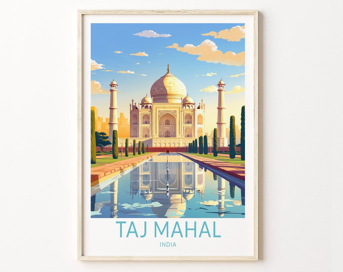 Taj Mahal India Travel Print, Taj Mahal Hawa Mahal Poster Gifts Print ...