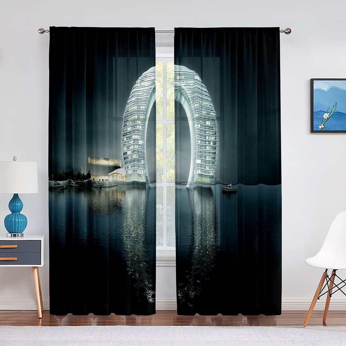Taj Mahal Landscape Castle Travel Tulle Curtains for Living Room ...