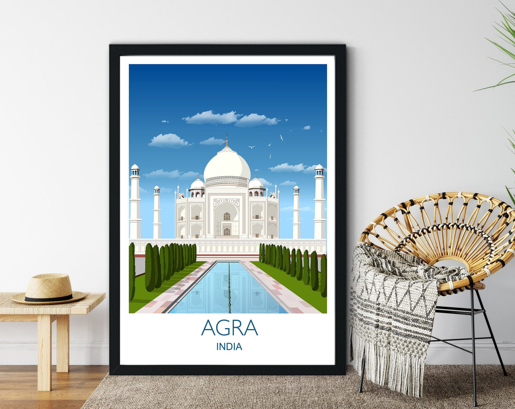 Taj Mahal Print, Travel Poster of Taj Mahal, Agra, India, Taj Mahal ...