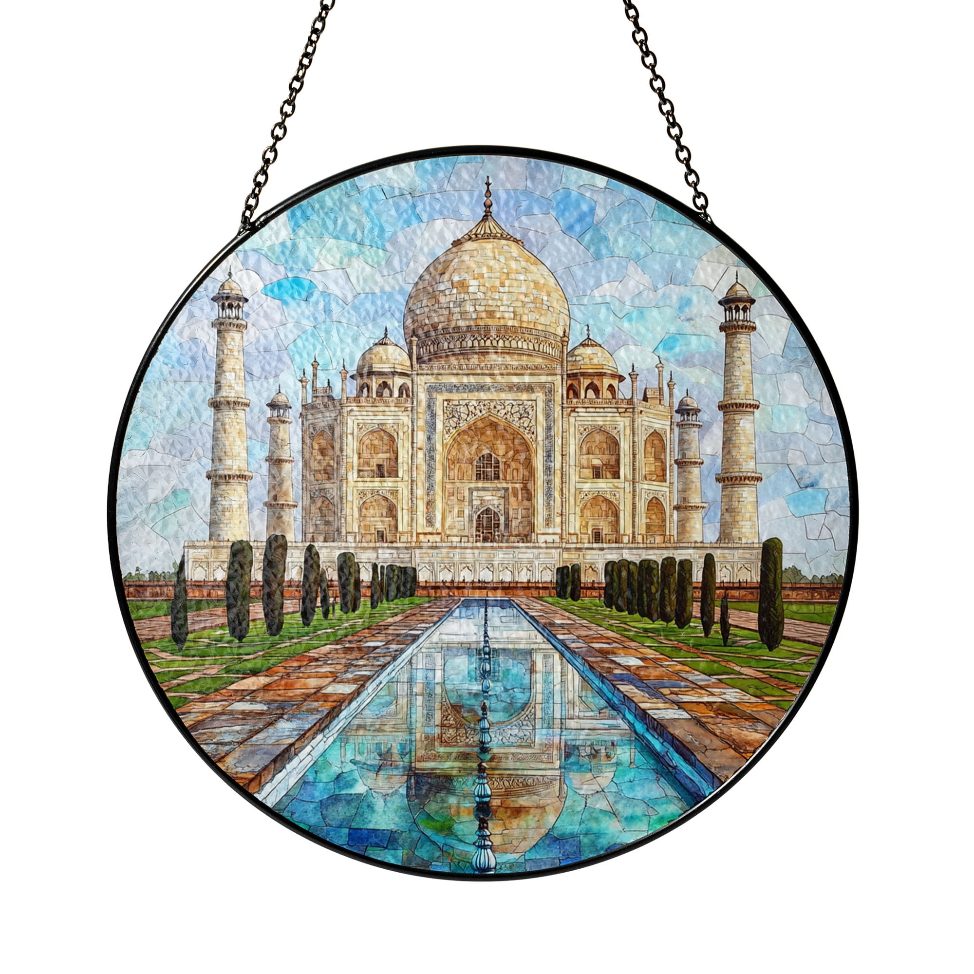 Taj Mahal Stained Glass Suncatcher - Custom Name India Landmark Window ...