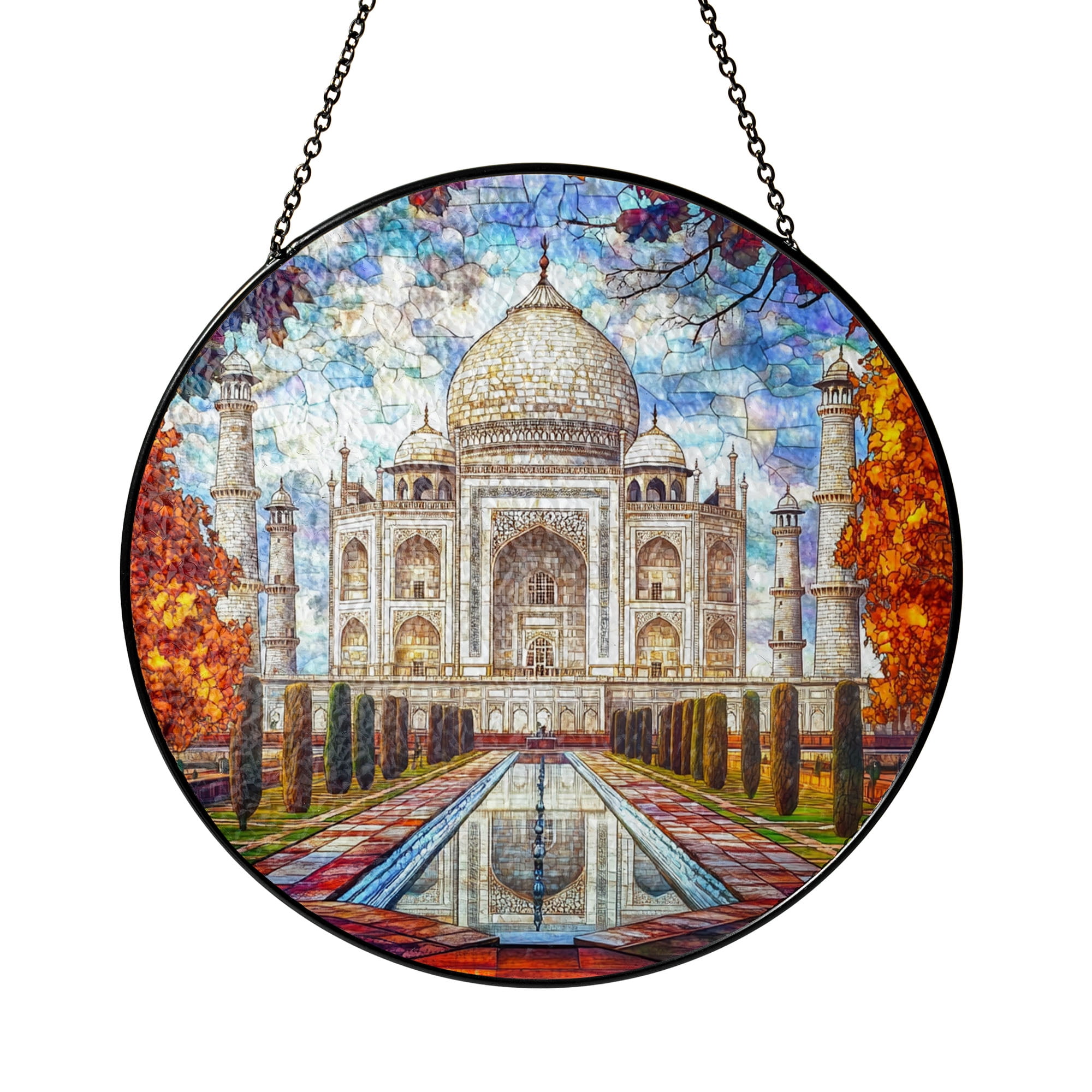 Taj Mahal Stained Glass Suncatcher - Custom Name India Landmark Window ...