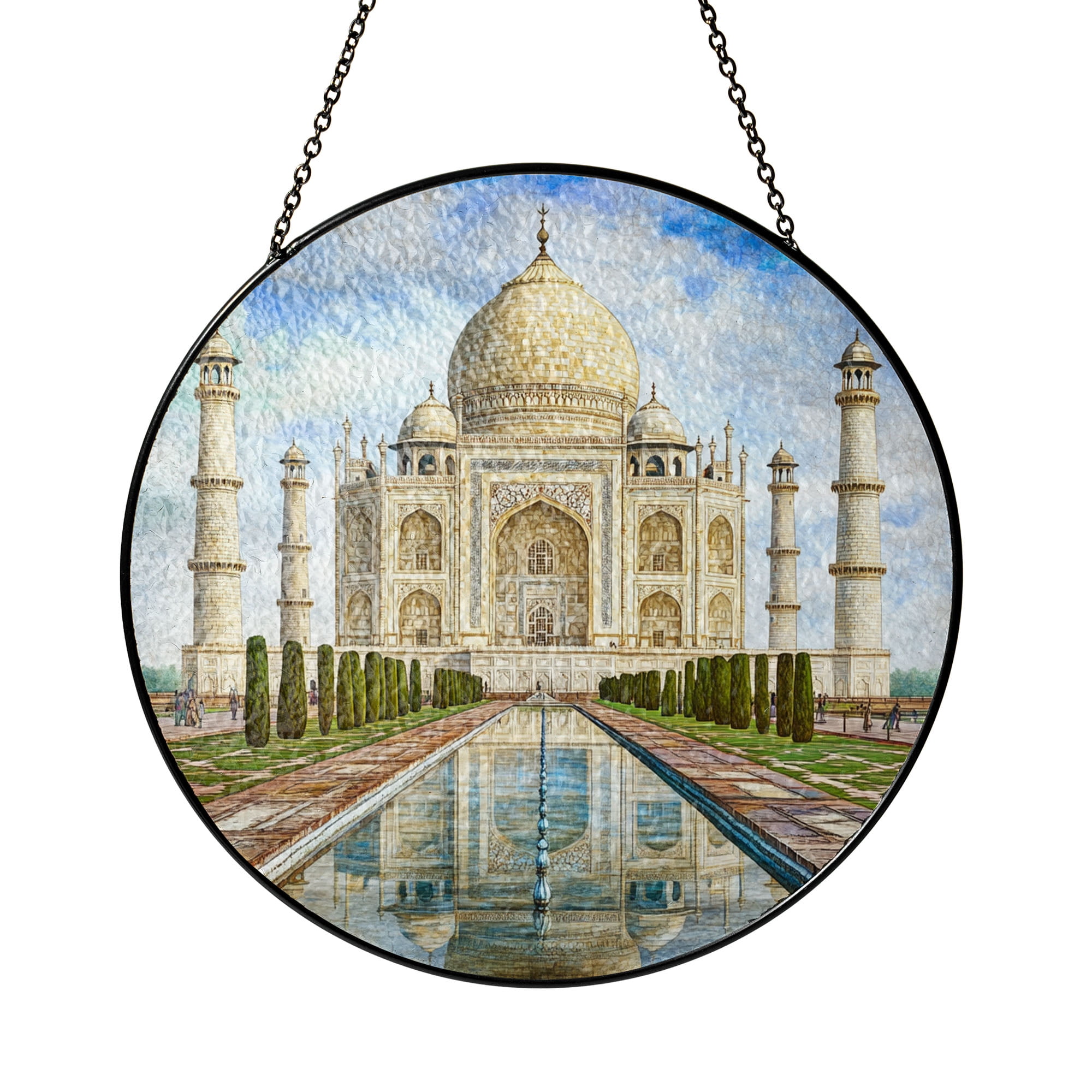 Taj Mahal Stained Glass Suncatcher - Custom Name India Landmark Window ...