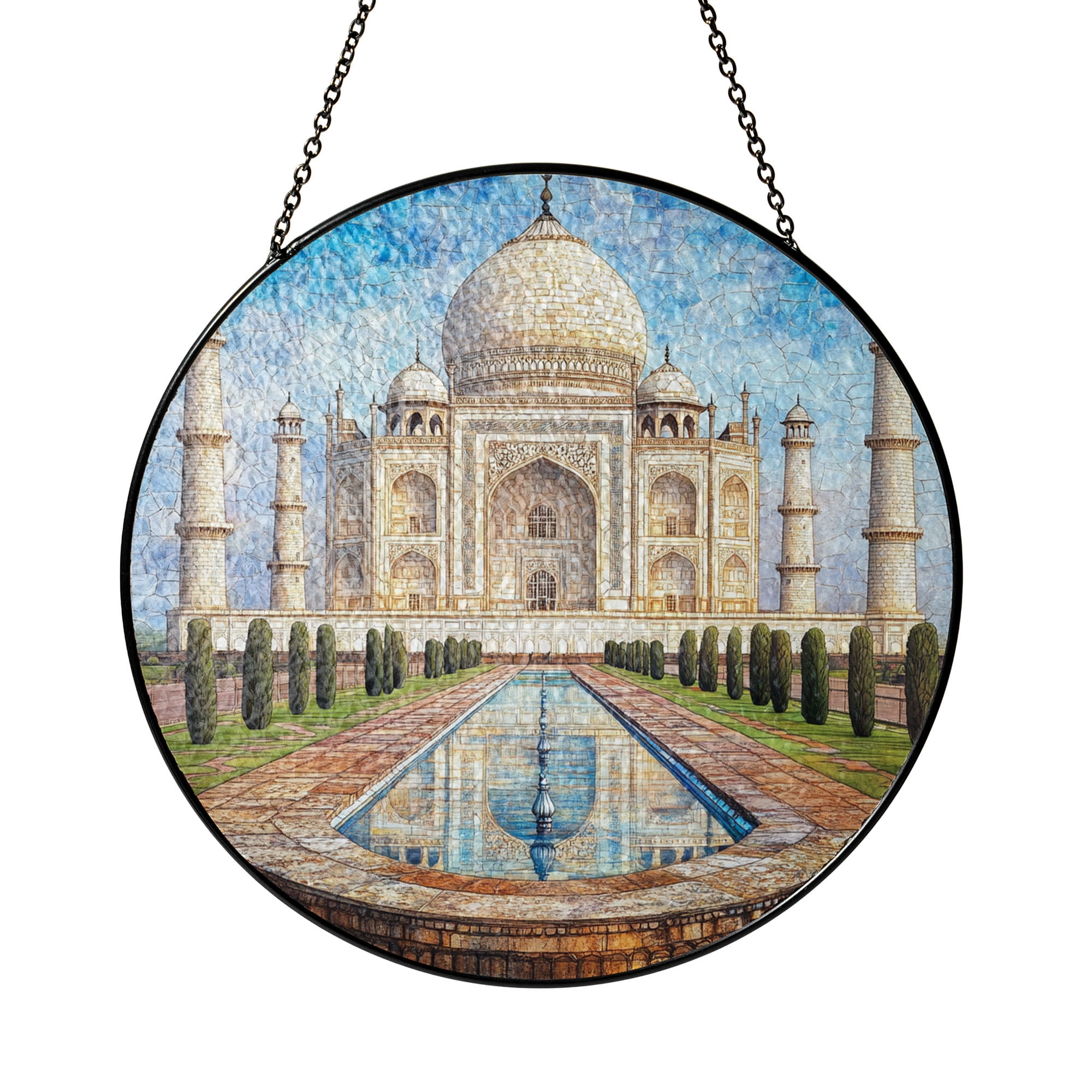 Taj Mahal Stained Glass Suncatcher - Custom Name India Landmark Window ...