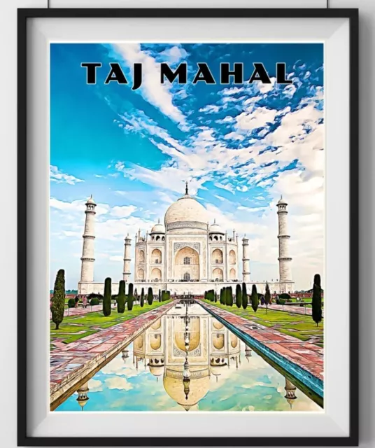 Taj Mahal Travel Poster, Taj Mahal Digital Print, Taj Mahal Printable ...