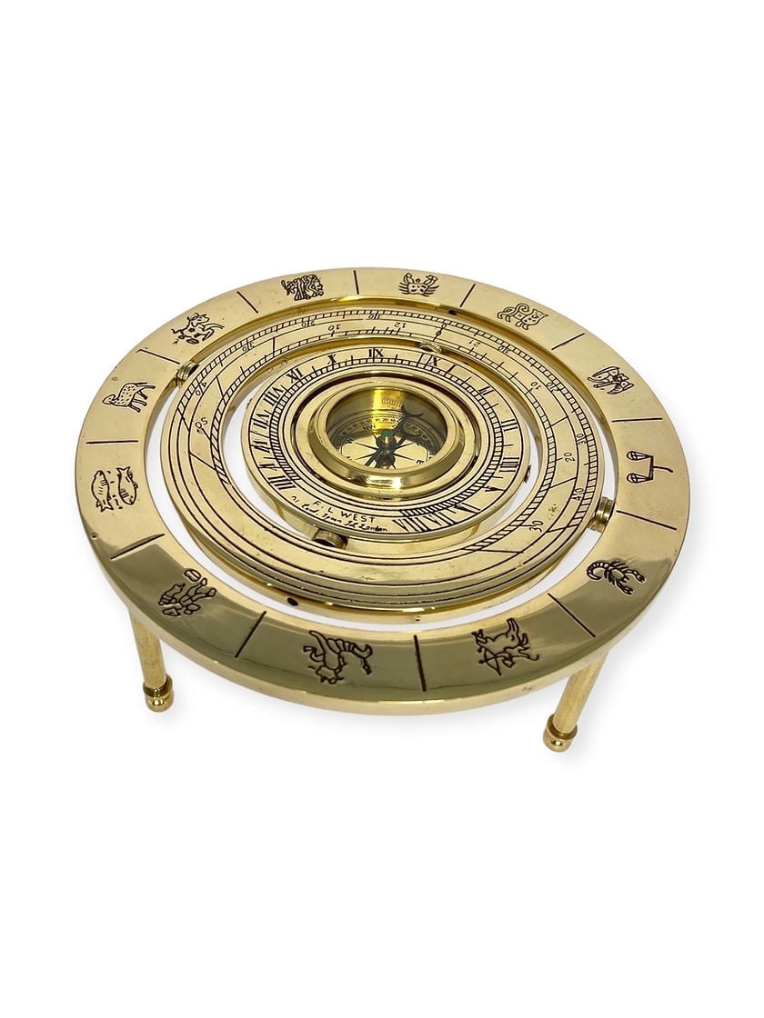 Tajdaar Handicrafts Zodiac Compass with Tripod Stand, Gold, 1 Count ...