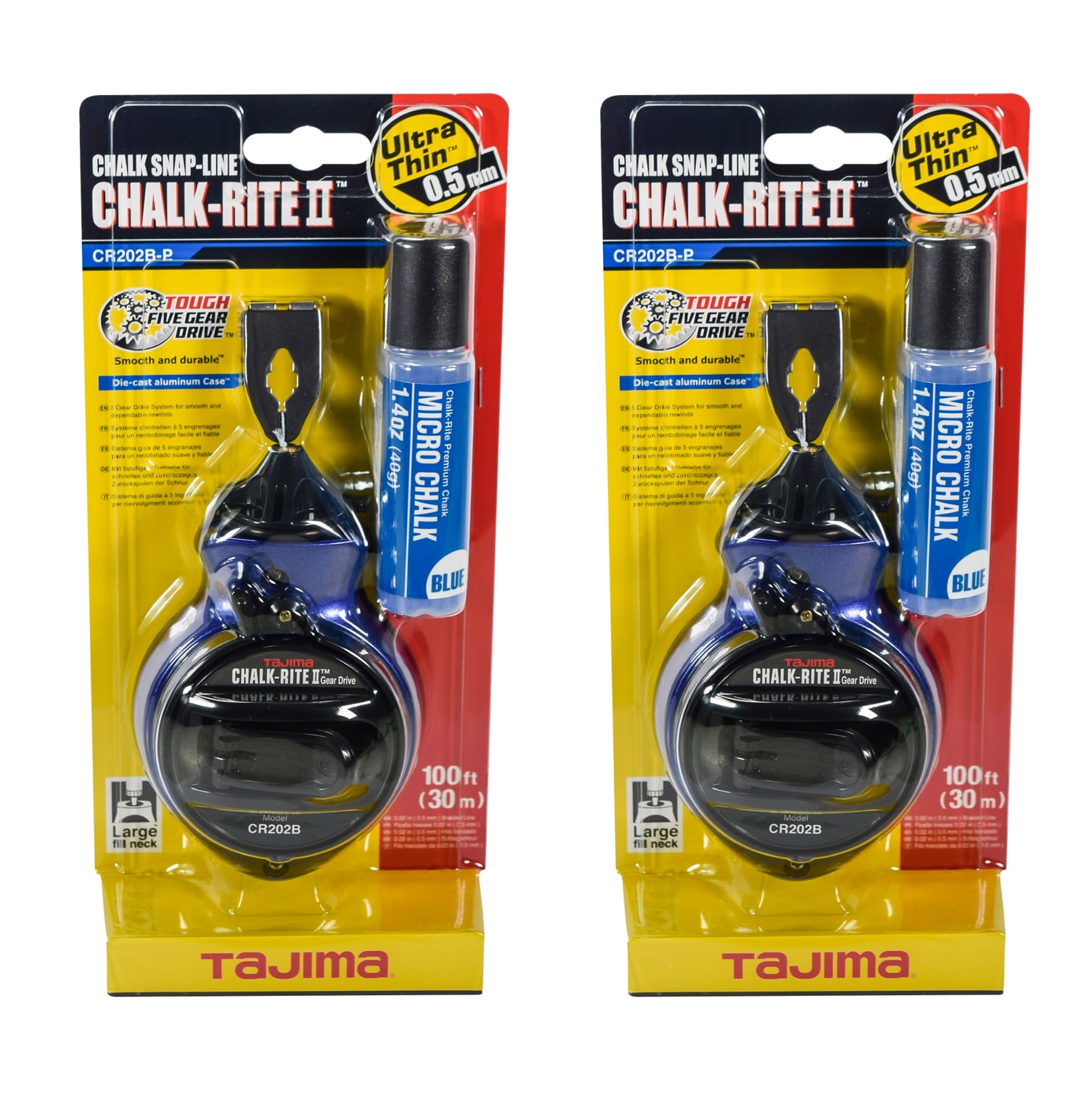 Tajima CR202B-P Chalk-Rite II Ultra-Thin 0.5 mm Chalk Snap Line with ...