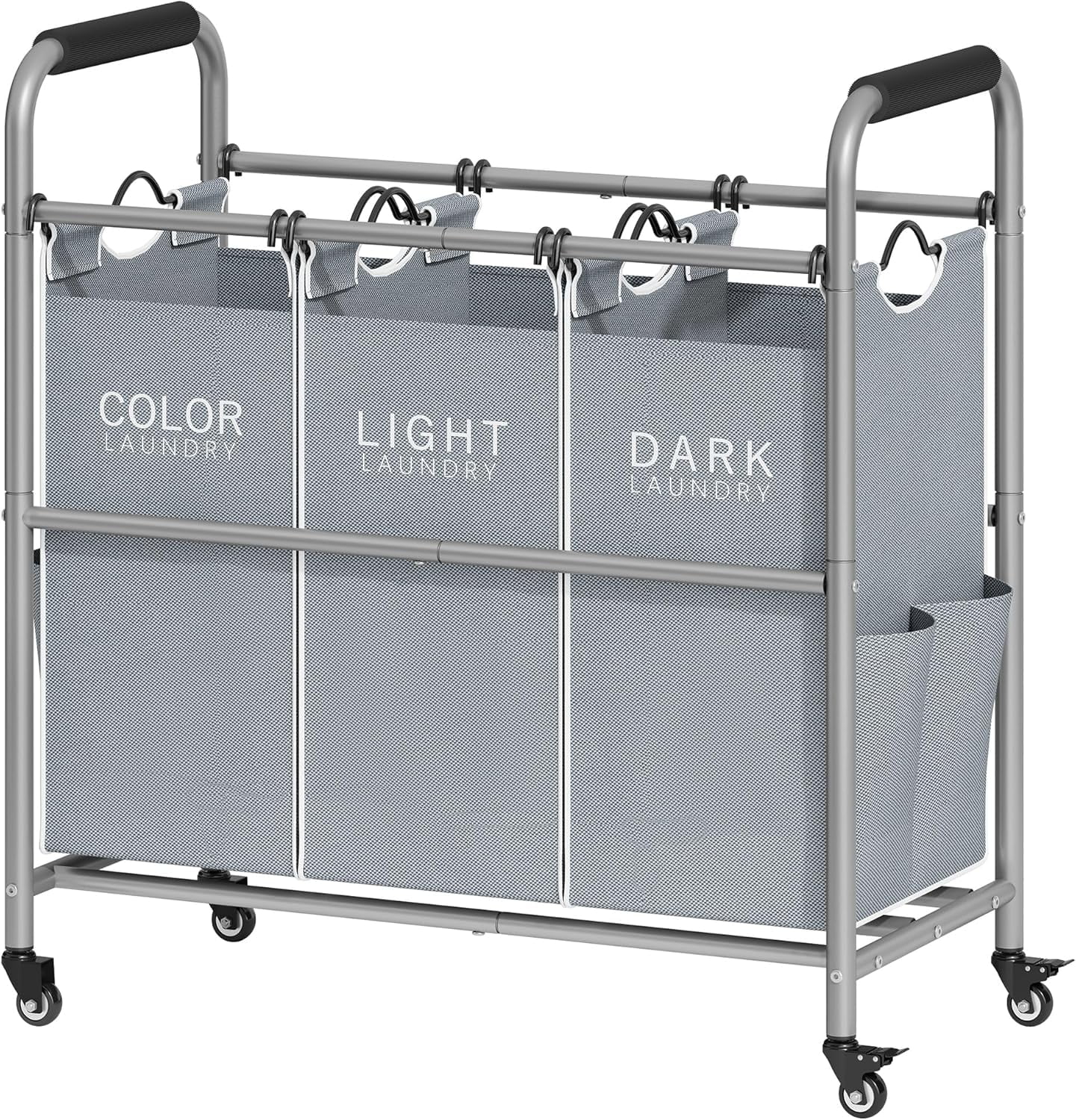 3 Bag Laundry Sorter Cart, Laundry Hamper Sorter Basket with Heavy Duty ...
