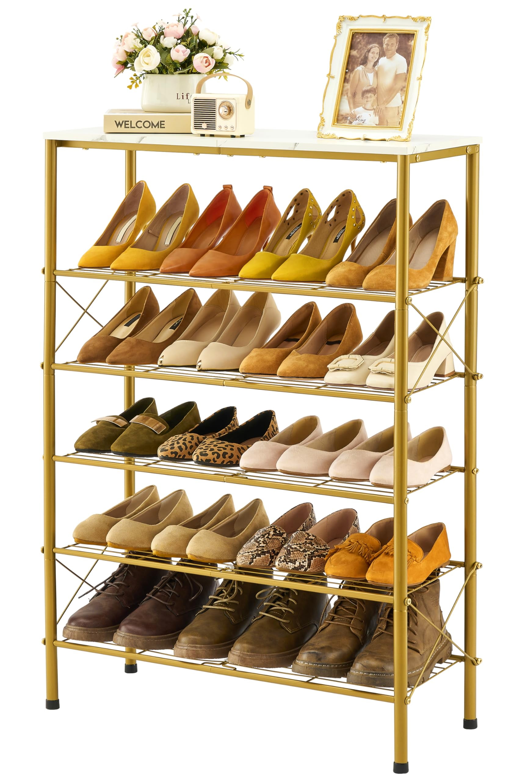 Tajsoon 6 Tier Shoe Rack Organizer for 20-24 Pairs of Shoes, Metal Mesh ...
