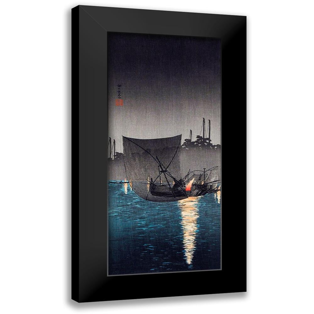 Takahashi, Hiroaki 10x18 Black Modern Framed Museum Art Print Titled - Tsukuda Island-Fishing ...