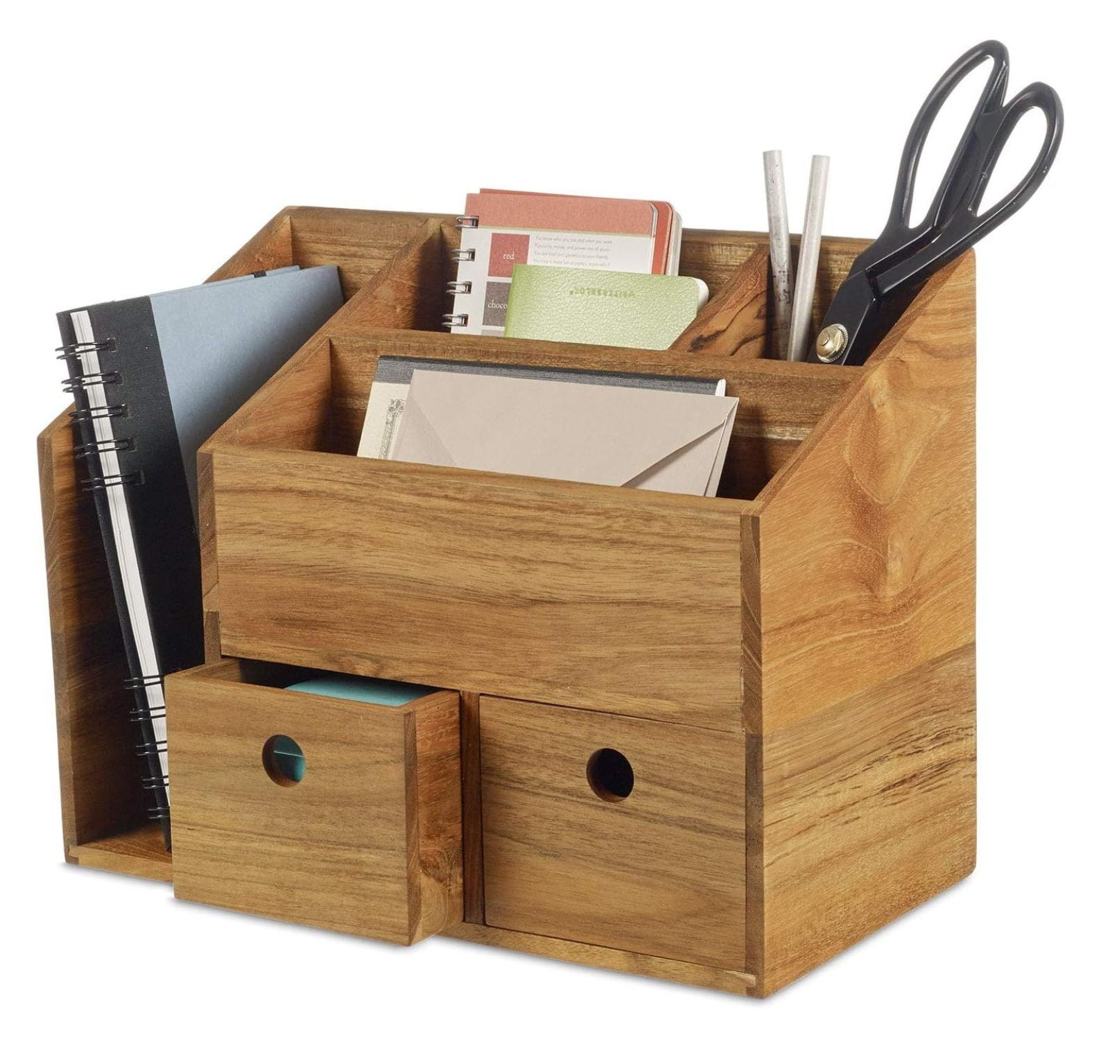 Takara Command Center, Teak Wood Desktop and Countertop Organizer with ...