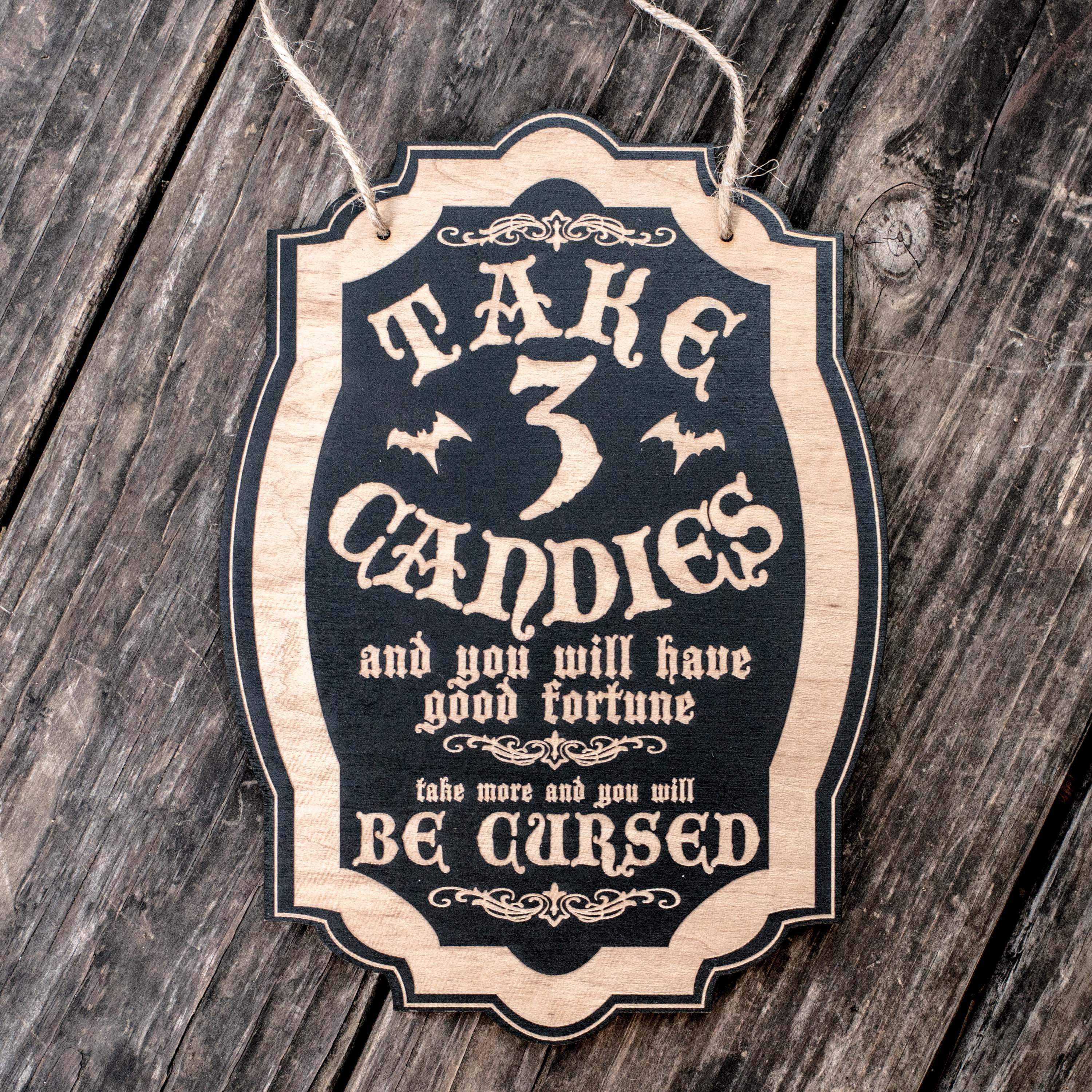 Take 3 Candies or Be Cursed - Black Halloween Door Sign - Walmart.com