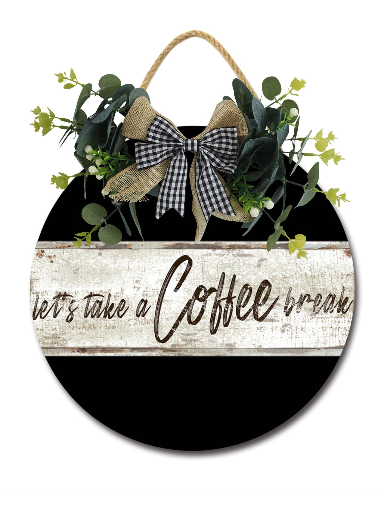 Take A Coffee Break Sign Front Door Porch Decorations, Round Rustic ...