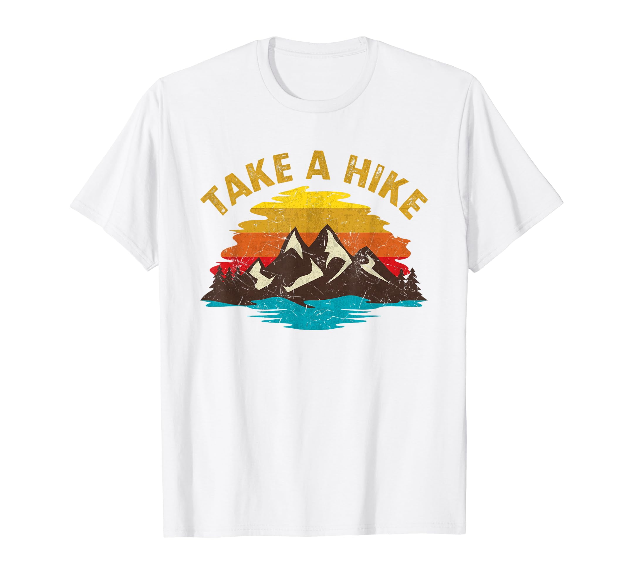 Take A Hike Outdoor Sunset Vintage Style Mountains Nature White T-Shirt ...