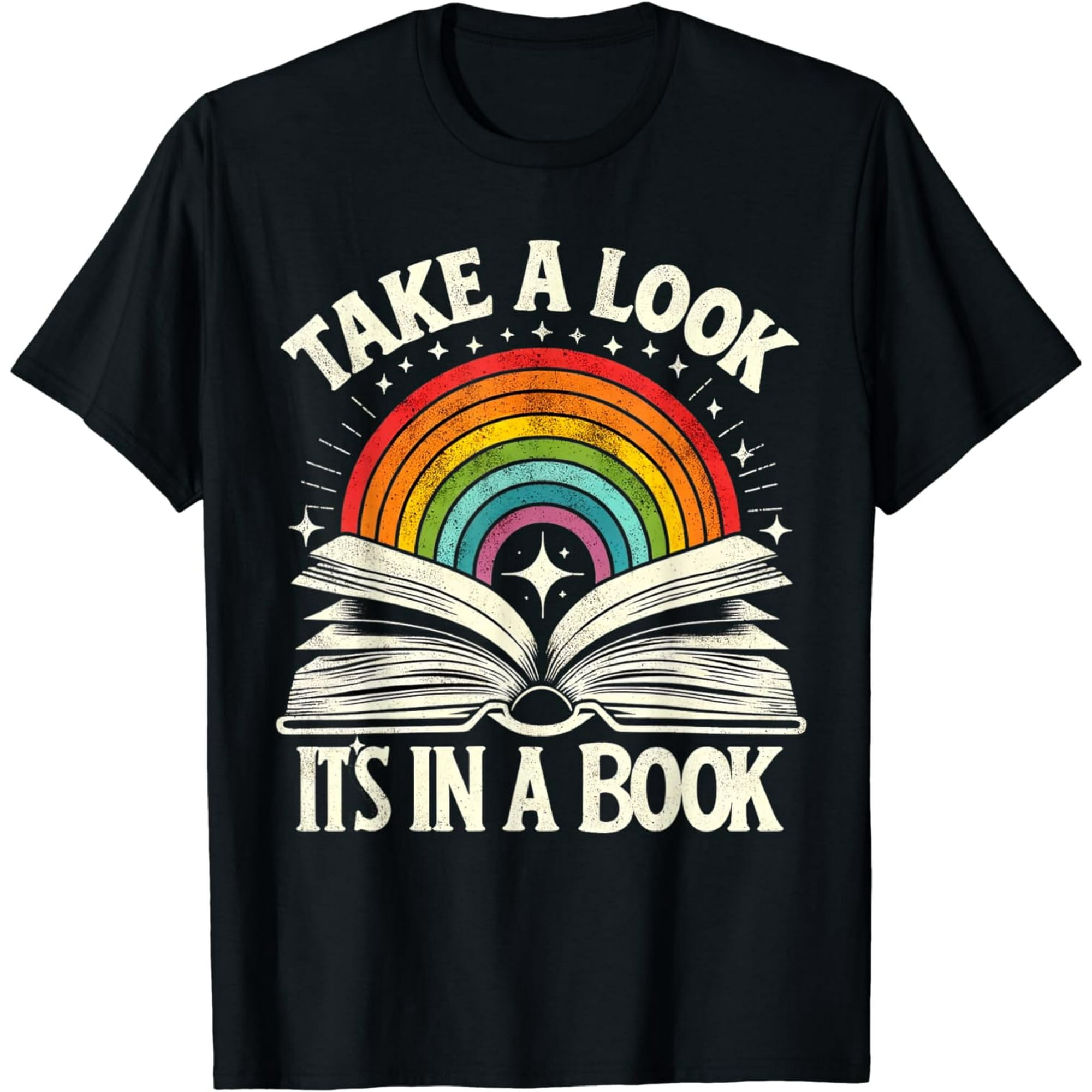 Take A Look A Book Vintage Reading Librarian rainbow T-Shirt - Walmart.com