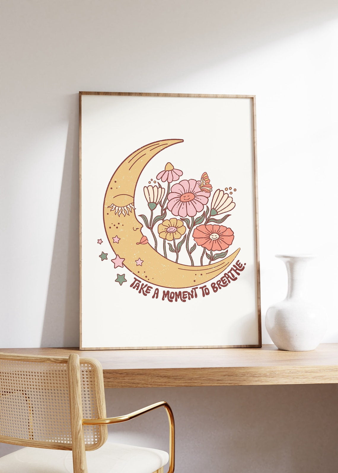 Take A Moment To Breath Poster, Inspirational Quote Poster, Mindful ...